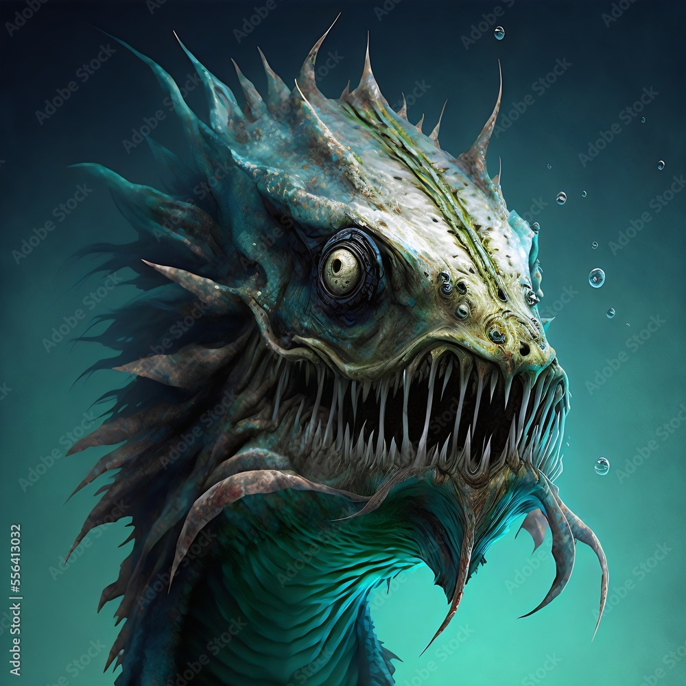 Scary sea monster created with AI Stock Illustration | Adobe Stock