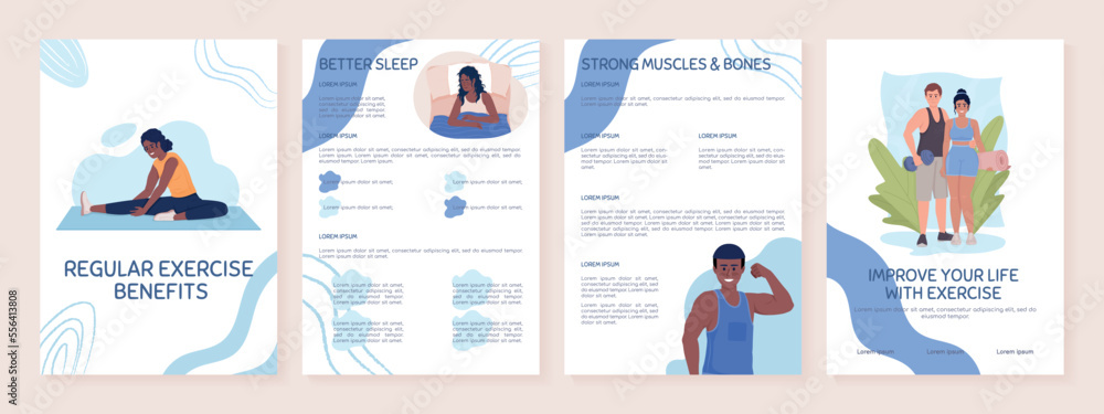 Vetor de Regular exercise benefits flat vector brochure template ...