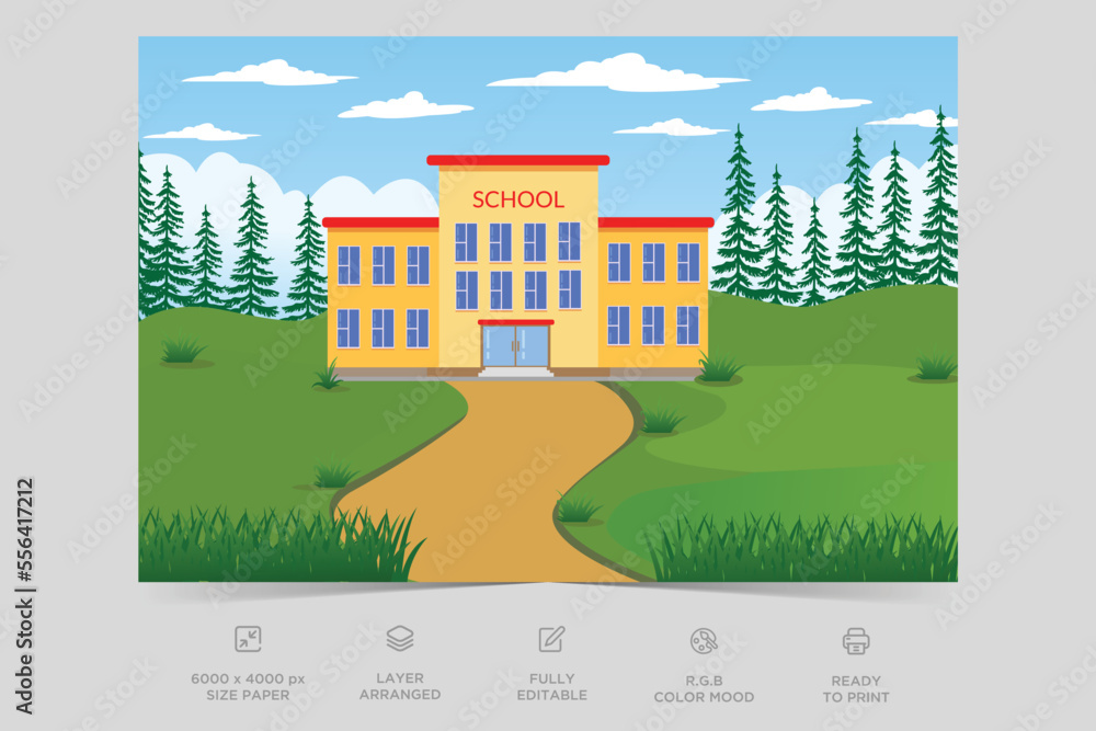 School building nature scene. A scene of school. Natural environment ...