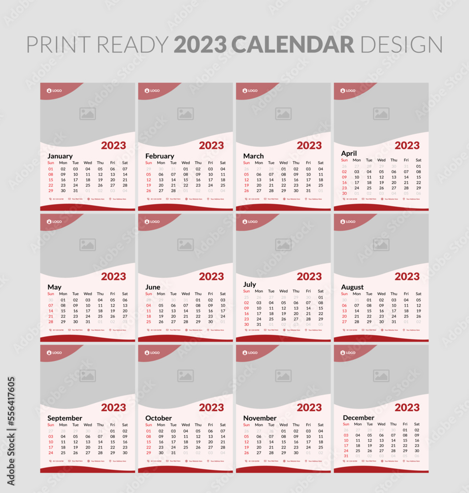 Editable illustration page template A4, A3, set of 12 months with cover ...