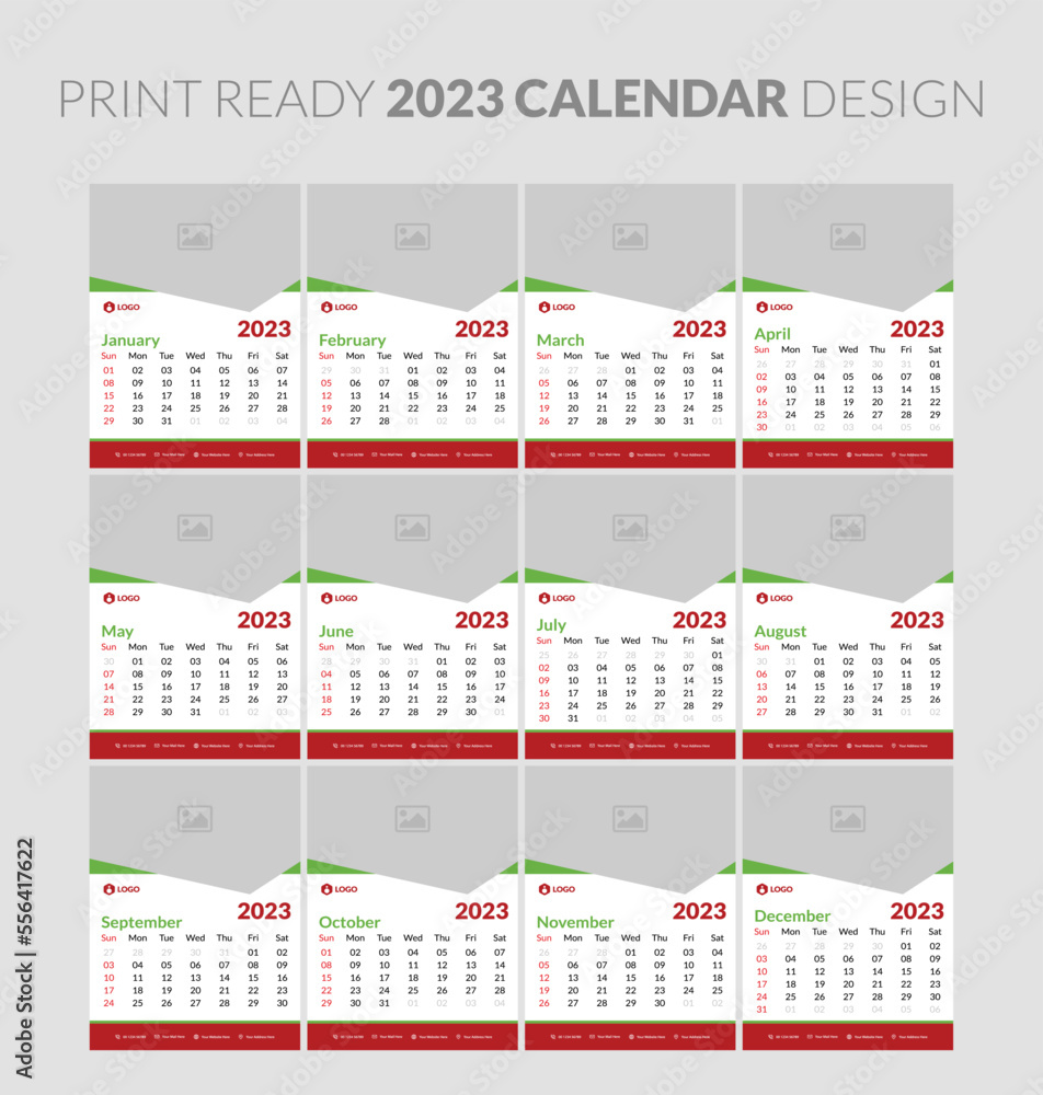Editable illustration page template A4, A3, set of 12 months with cover ...