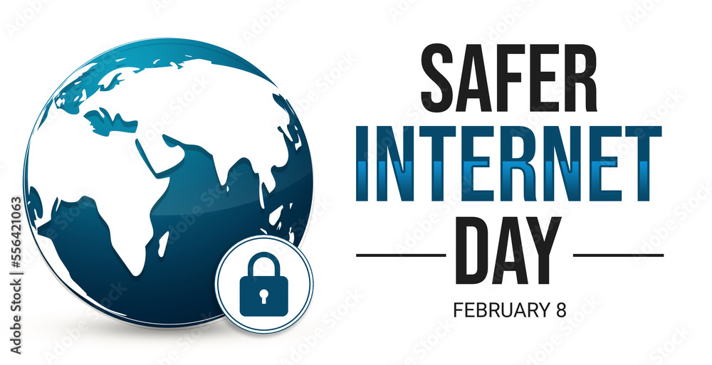 Modern Safer internet day background with globe and lock symbol on it ...