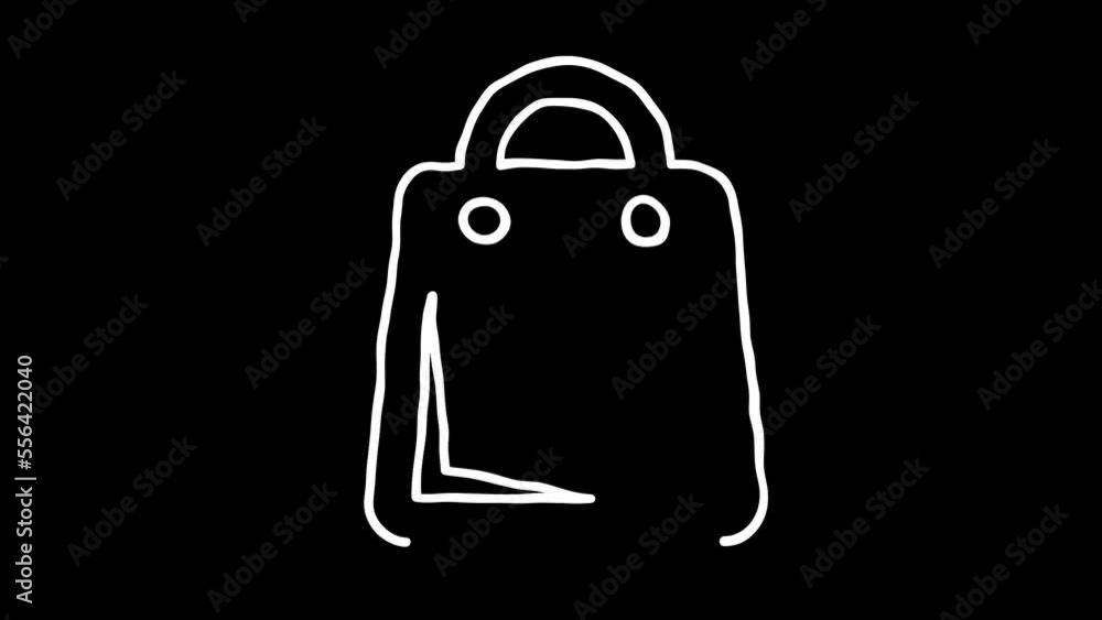 black bag isolated on white. White Highlight Elements. Doodle loop ...