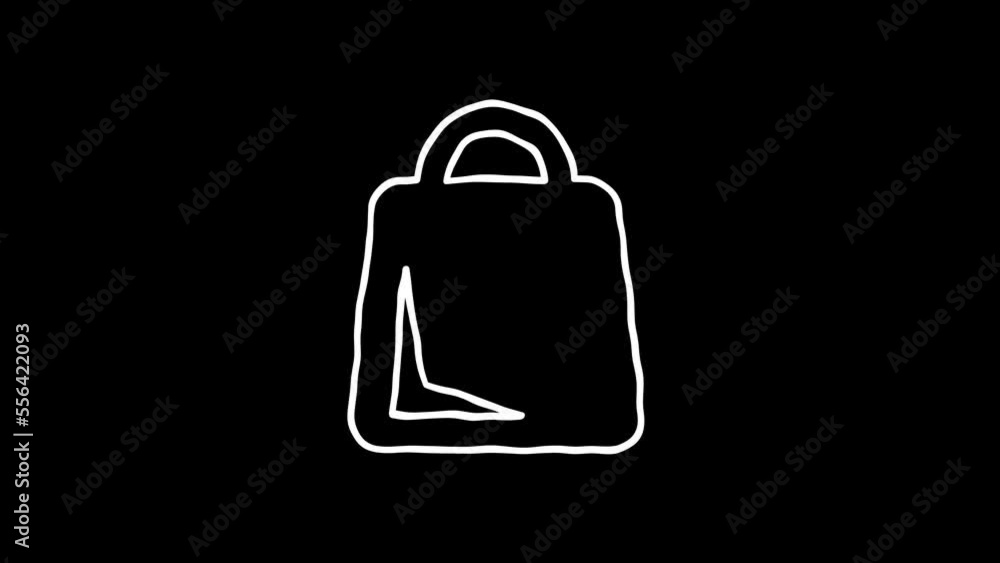 Shopping back icon. White Highlight Elements. Doodle loop animation ...
