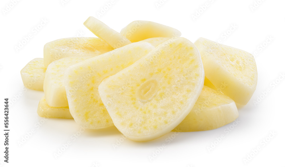 Garlic clove isolated. Peeled chopped garlic cloves on white background ...