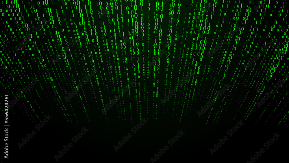 Falling digits of binary code. Illustration of the matrix. Digital dark ...