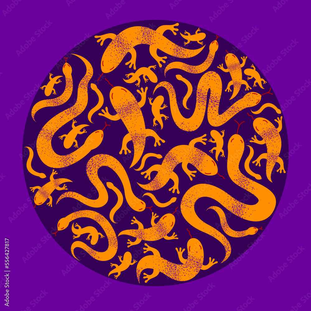 Snakes and lizards round composition in a circle vector design ...