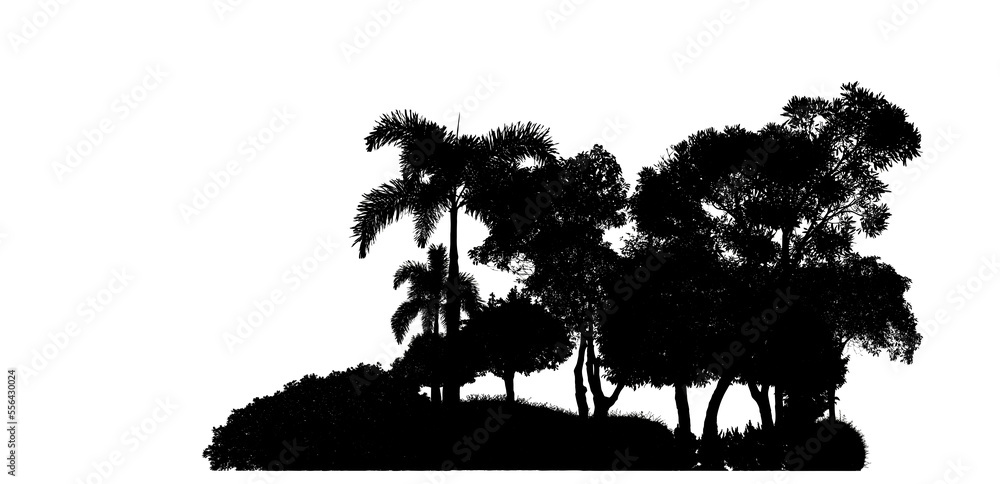 Silhouette tree brush design on transparent .background, illustrations ...