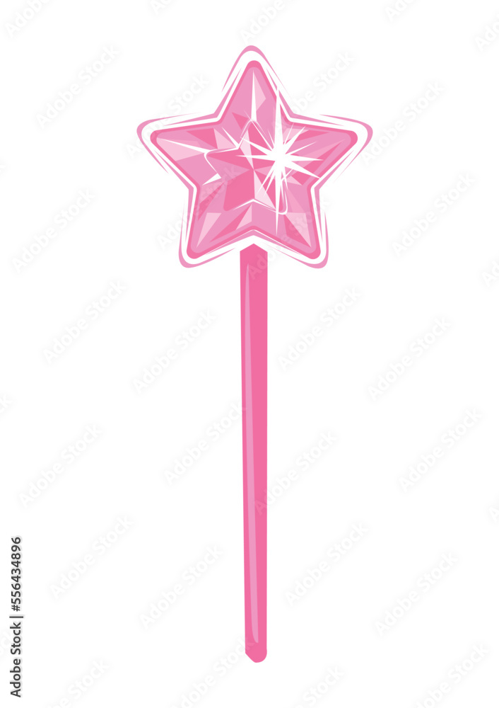 Pink magic wand with a star shaped gem for a cute little fairy or ...