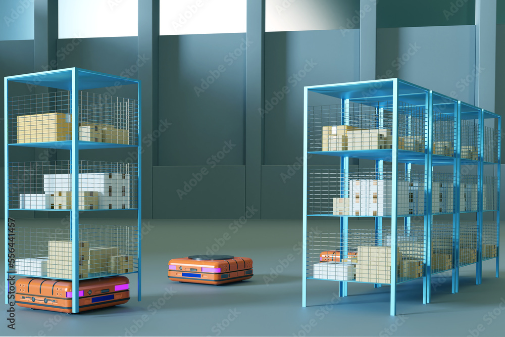 Lifting warehouse robots. Autonomous stick carts. Warehouse Automation ...