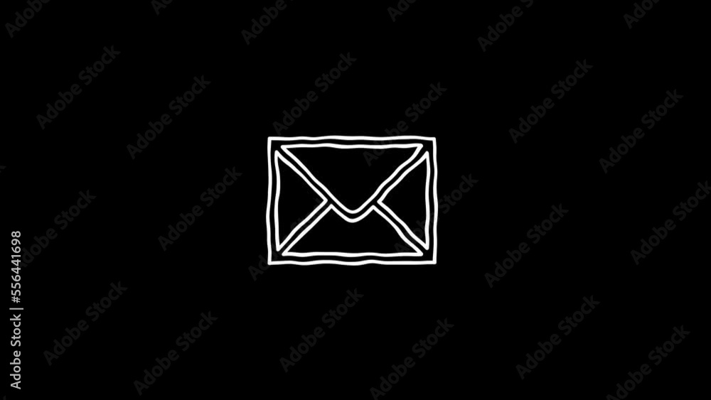 email symbol on black background. White Highlight Elements. Doodle loop ...