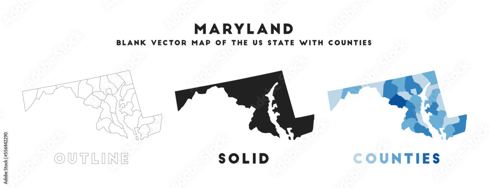 Maryland map. Borders of Maryland for your infographic. Vector us state ...