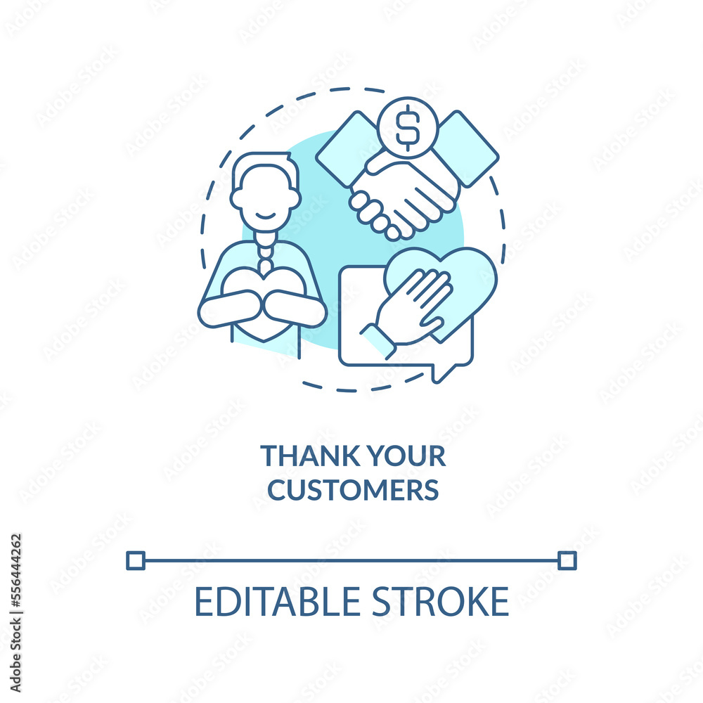 Thank your customers blue concept icon. Show appreciation. Tactic for ...