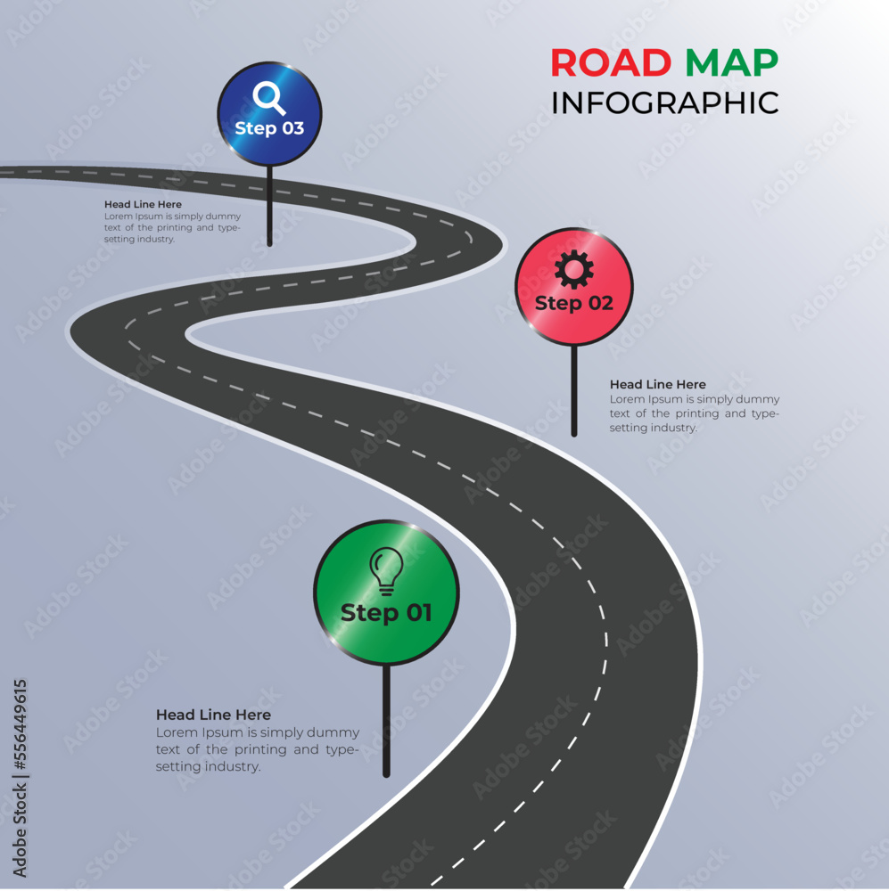 Road map infographic stainless metal infographic elements. flowchart ...