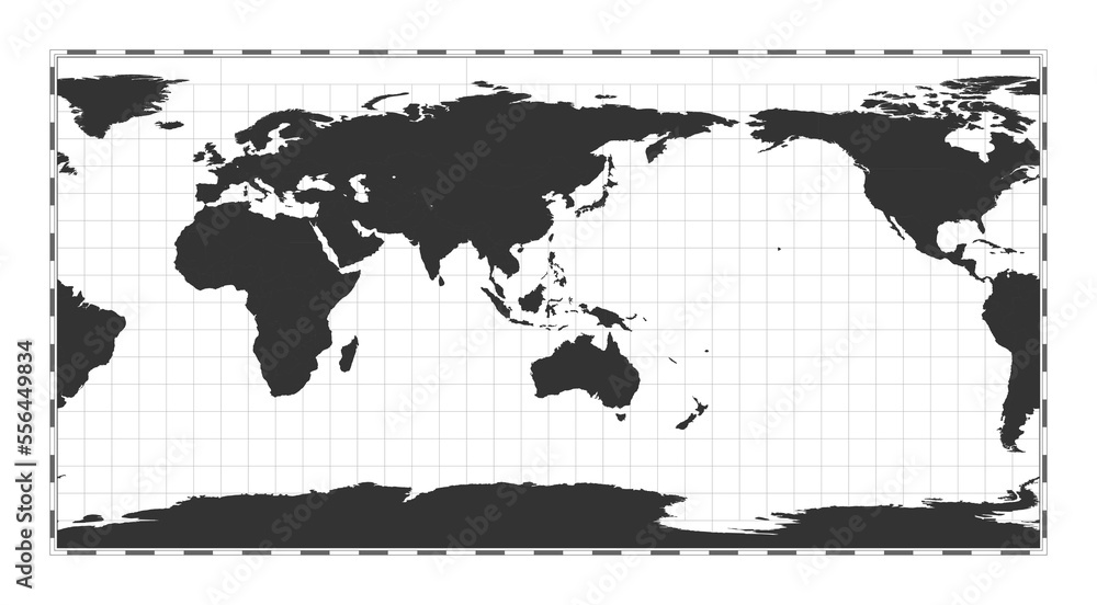 Vector World Map Equirectangular Plate Carree Projection Plain World Geographical Map With