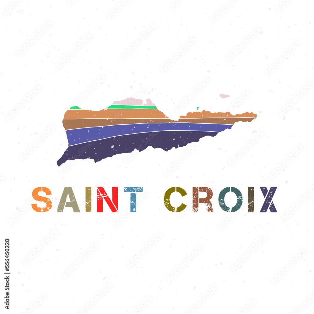 Saint Croix map design. Shape of the island with beautiful geometric ...