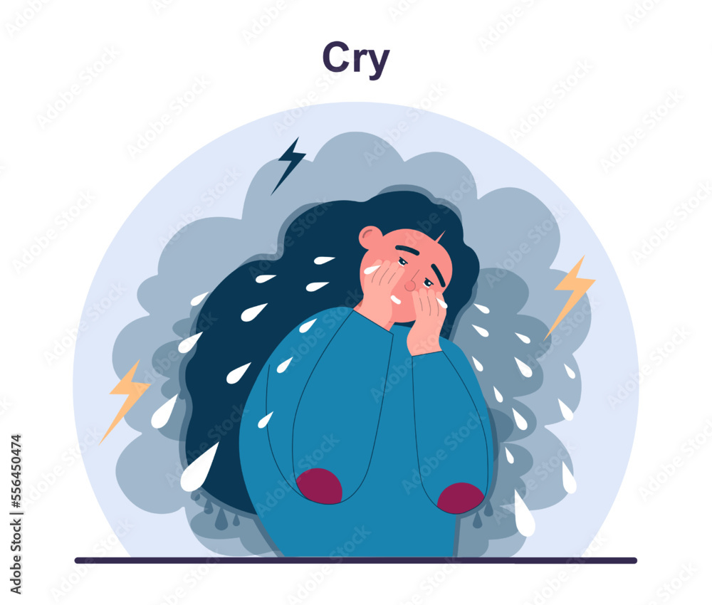Cry. BASIC Ph concept. Model for coping with grief, emotions management ...