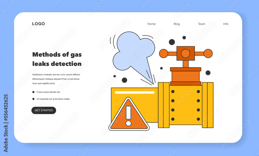 Natural gas leakage detection web banner or landing page. Pipeline ...
