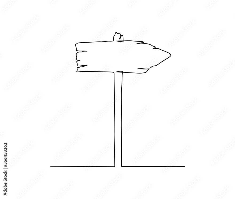 Continuous one line drawing of road direction sign arrows. Textured ...