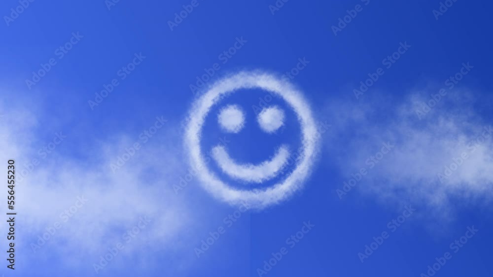 Smile Emoji or Emoticon Symbol Animation on Cloud Blue Sky Stock Video ...