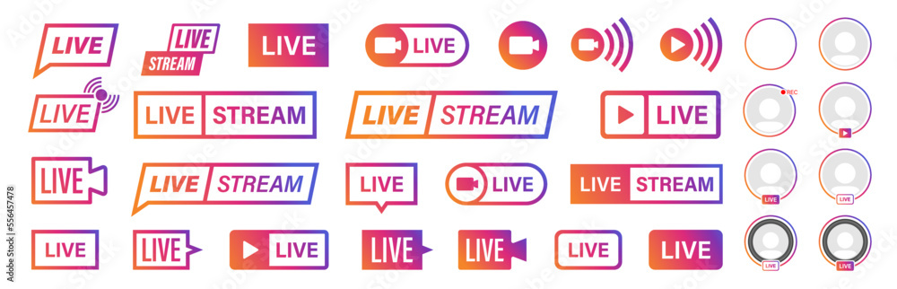 Collection of live stream logo. User frame set. Stock Vector | Adobe Stock