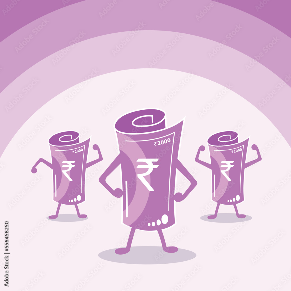 Indian rupee character. Indian Rupee Vector Illustration. Rolled Indian ...