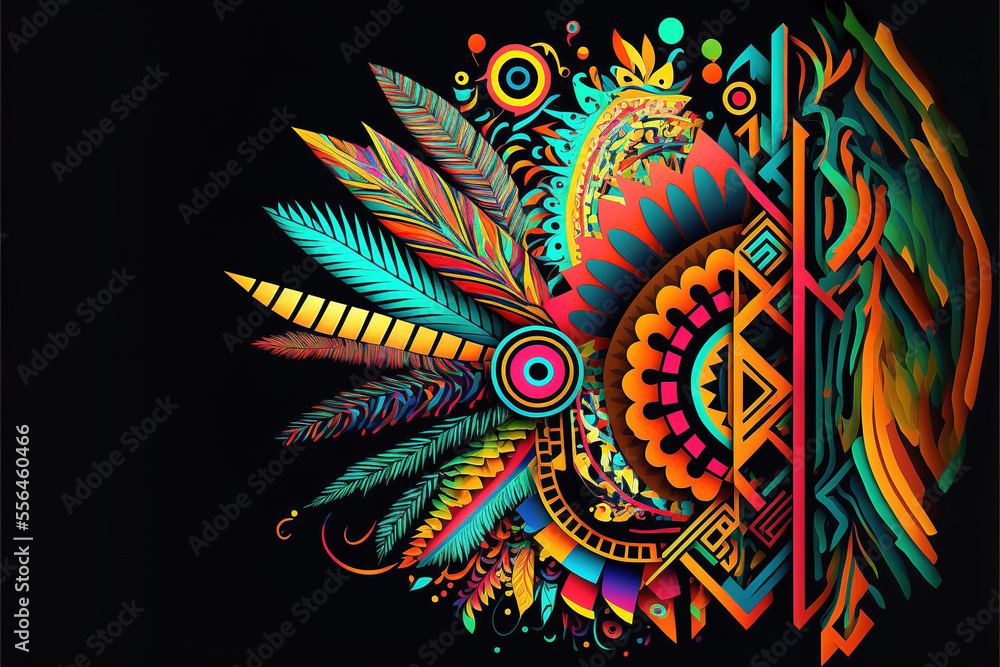 abstract colorful 3d tribal graphic composition, made with generative ...