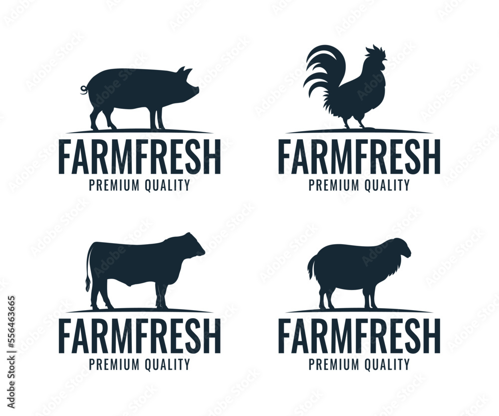 Set of farm animals logo design template. Farm logo template collection ...