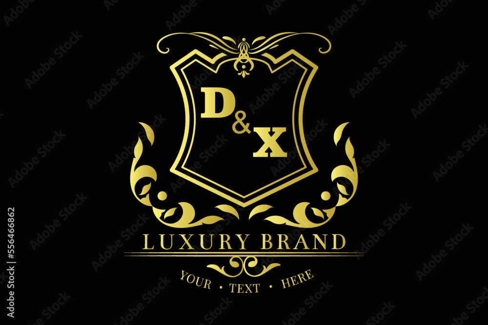 Luxury logo design collection. golden emblems with letter initial DX ...