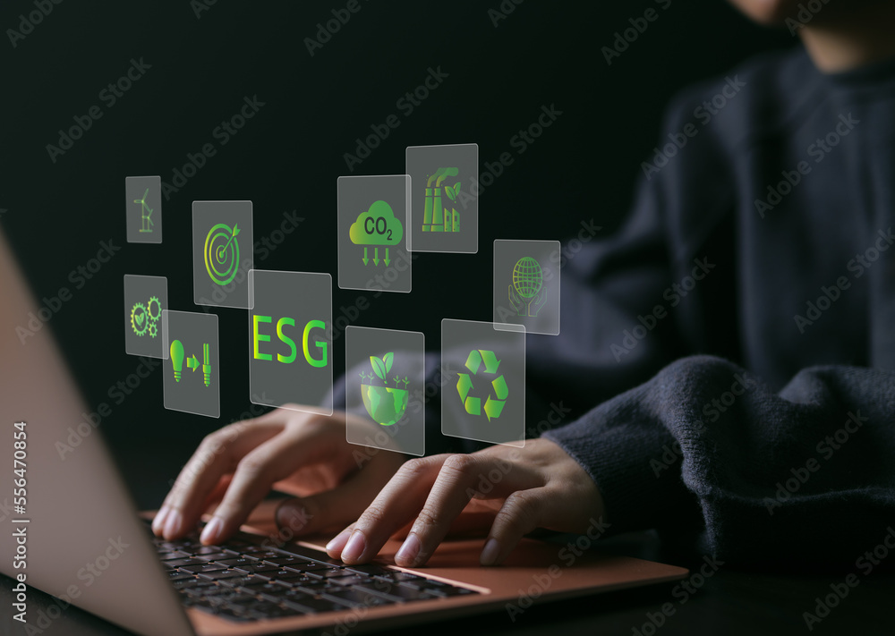 ESG environmental social governance investment business concept. woman ...