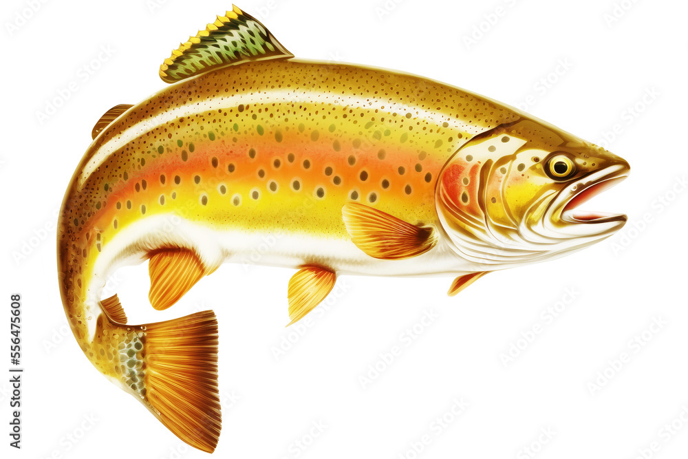 ภาพประกอบสต็อก Glorious Golden Trout with Vibrant Fin Detail on ...