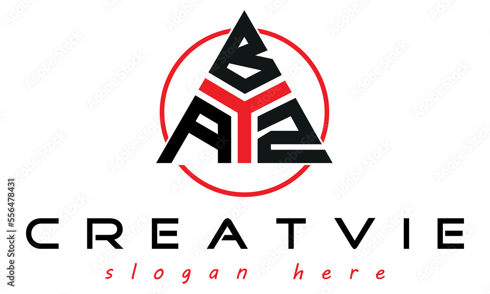 ABZ three letter creative triangle shape in circle logo design vector ...