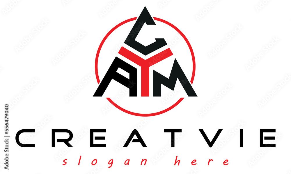 ACM three letter creative triangle shape in circle logo design vector ...