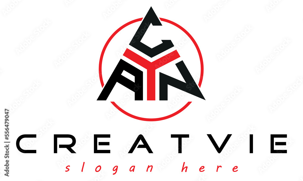 ACN three letter creative triangle shape in circle logo design vector ...