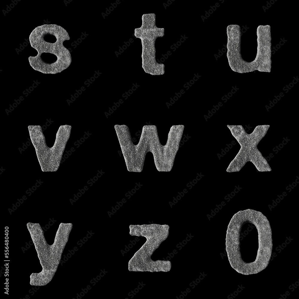 3D Render Set of Stone Alphabet - Font including Letters, Numbers and ...