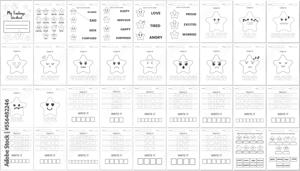 Feelings & Emotions Worksheets Stock Vector | Adobe Stock