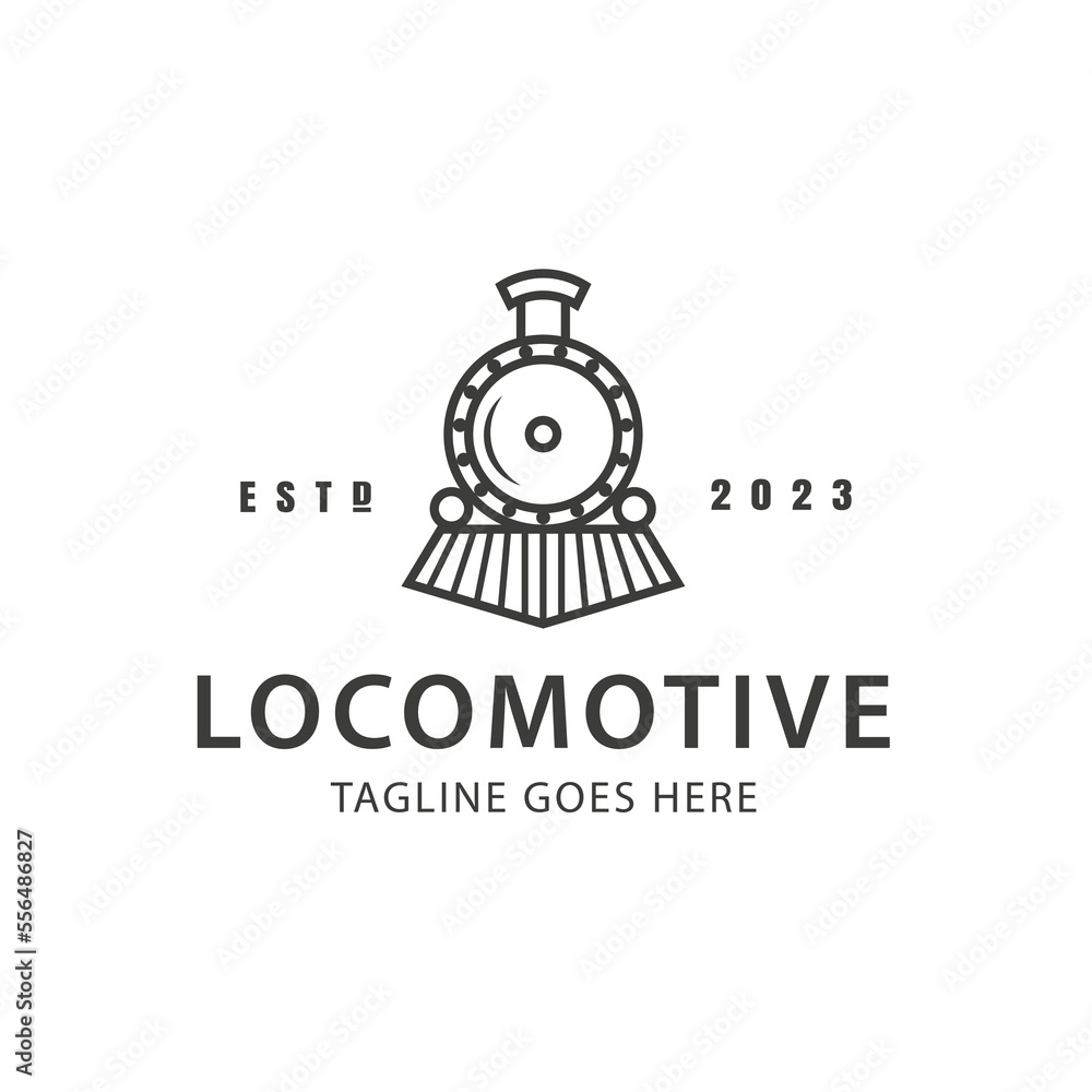 Vintage Old Locomotive Engine Logo Design Vector. locomotive line art ...