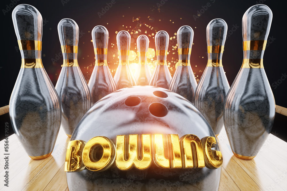 Bowling black gold style, poster for advertising, poster for website ...
