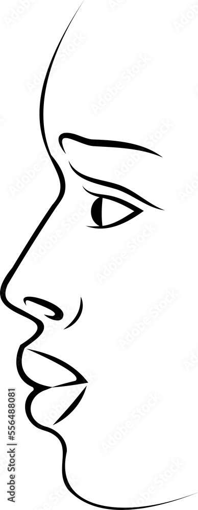 women profile portrait. Woman line art with black thin line. Elegant ...