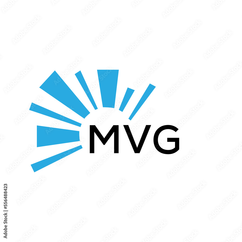 MVG letter logo. MVG blue image on white background and black letter ...