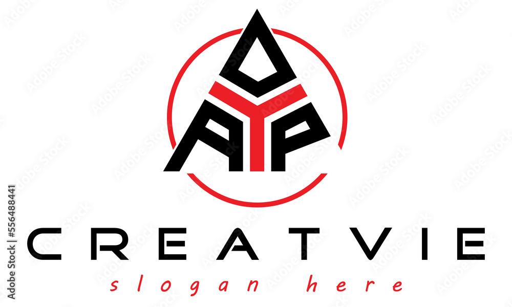 AOP three letter creative triangle shape in circle logo design vector ...