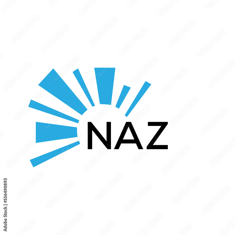 NAZ letter logo. NAZ blue image on white background and black letter ...
