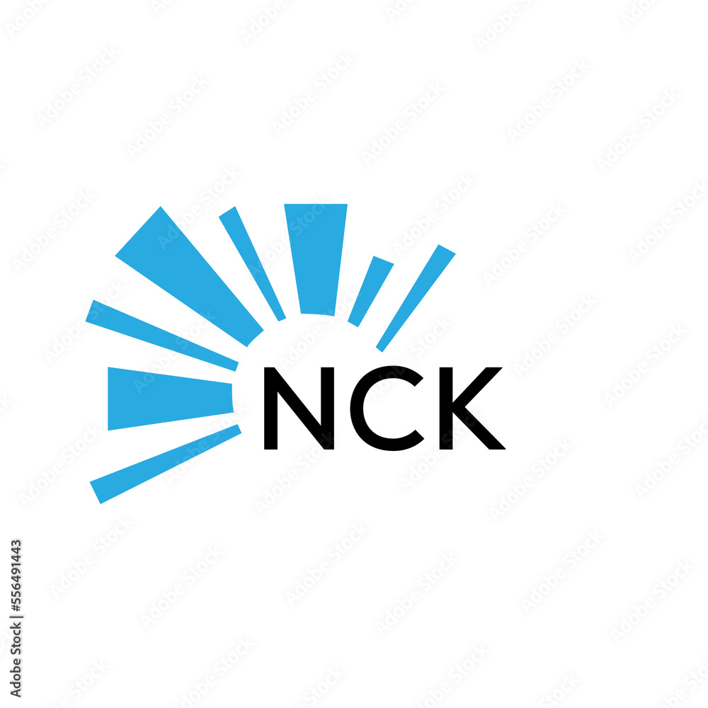 Vetor de NCK letter logo. NCK blue image on white background and black ...