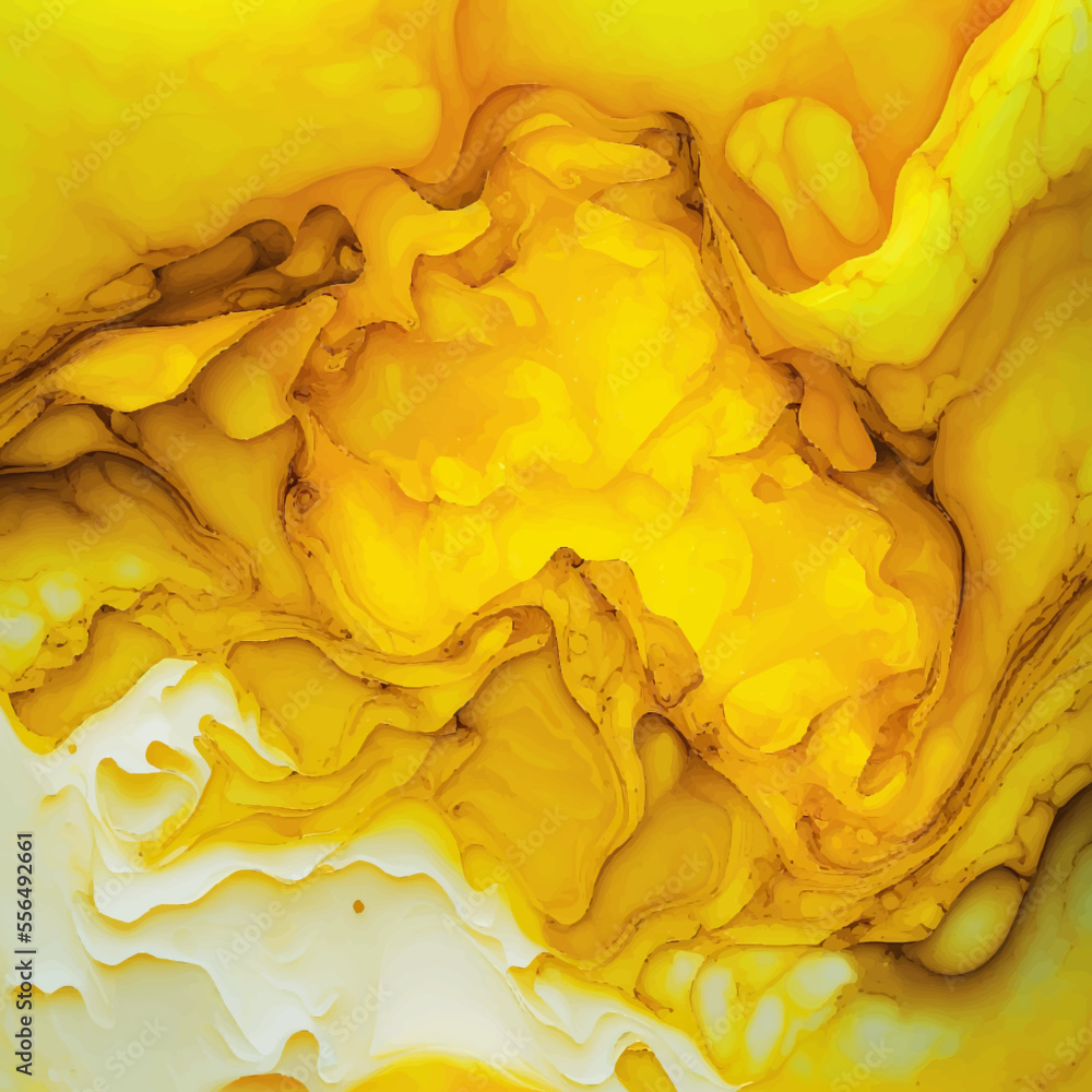 Yellow and gold marble pattern. Alcohol ink technique stone texture ...