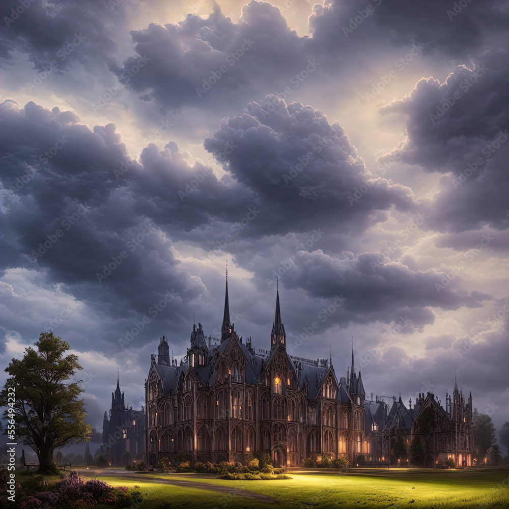 Fantasy academy. Gothic building. Great for urban fantasy, vampire and ...