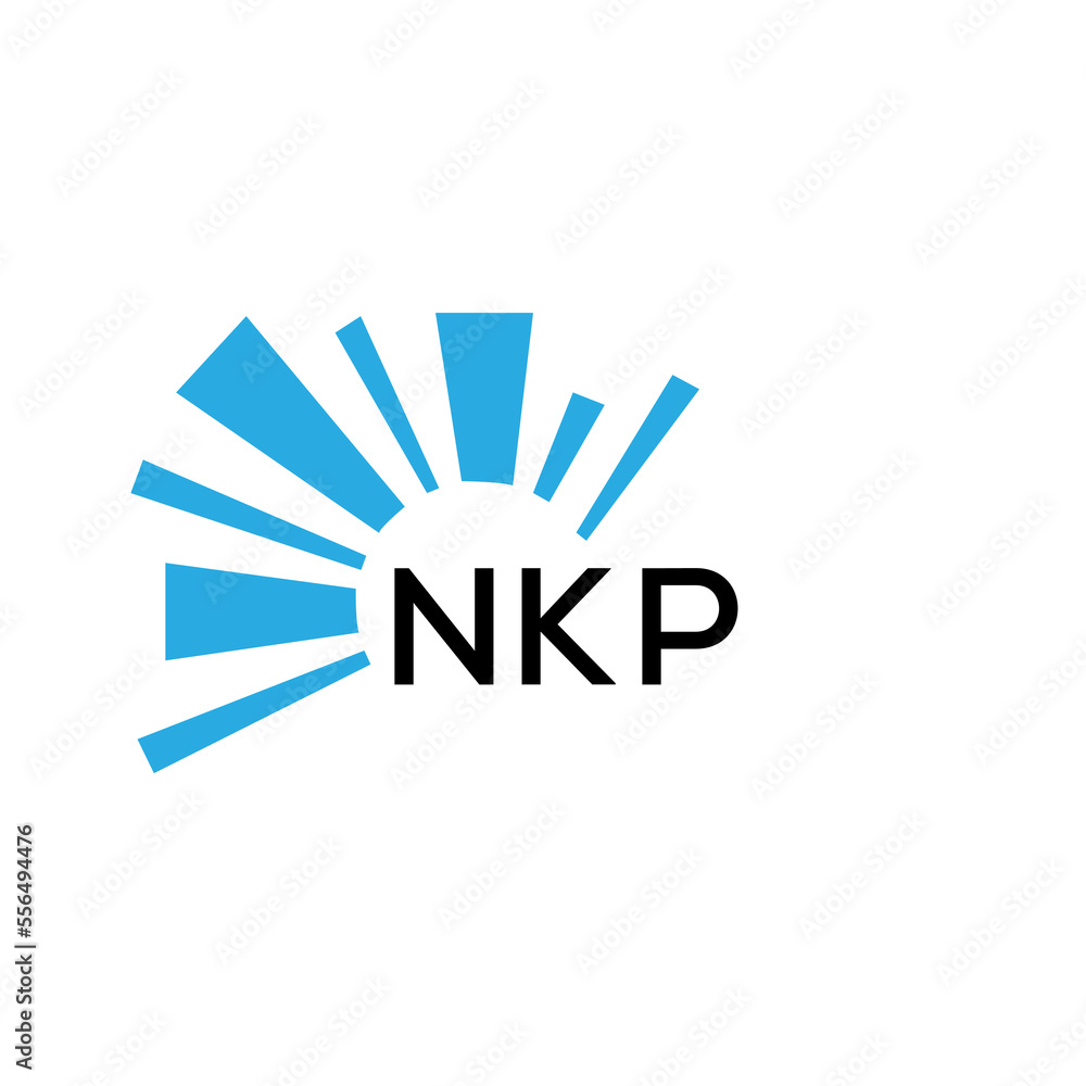 NKP letter logo. NKP blue image on white background and black letter ...