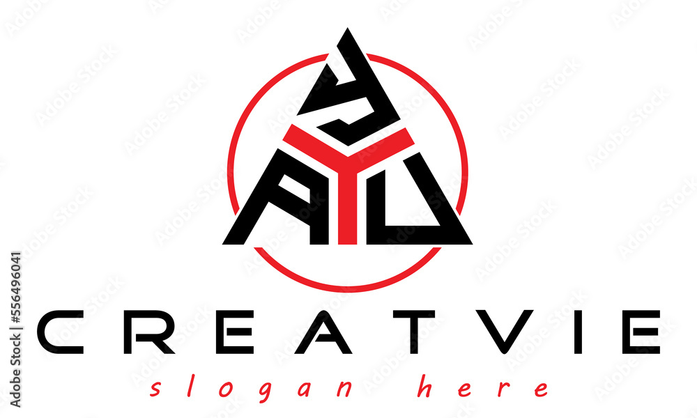 AYU three letter creative triangle shape in circle logo design vector ...