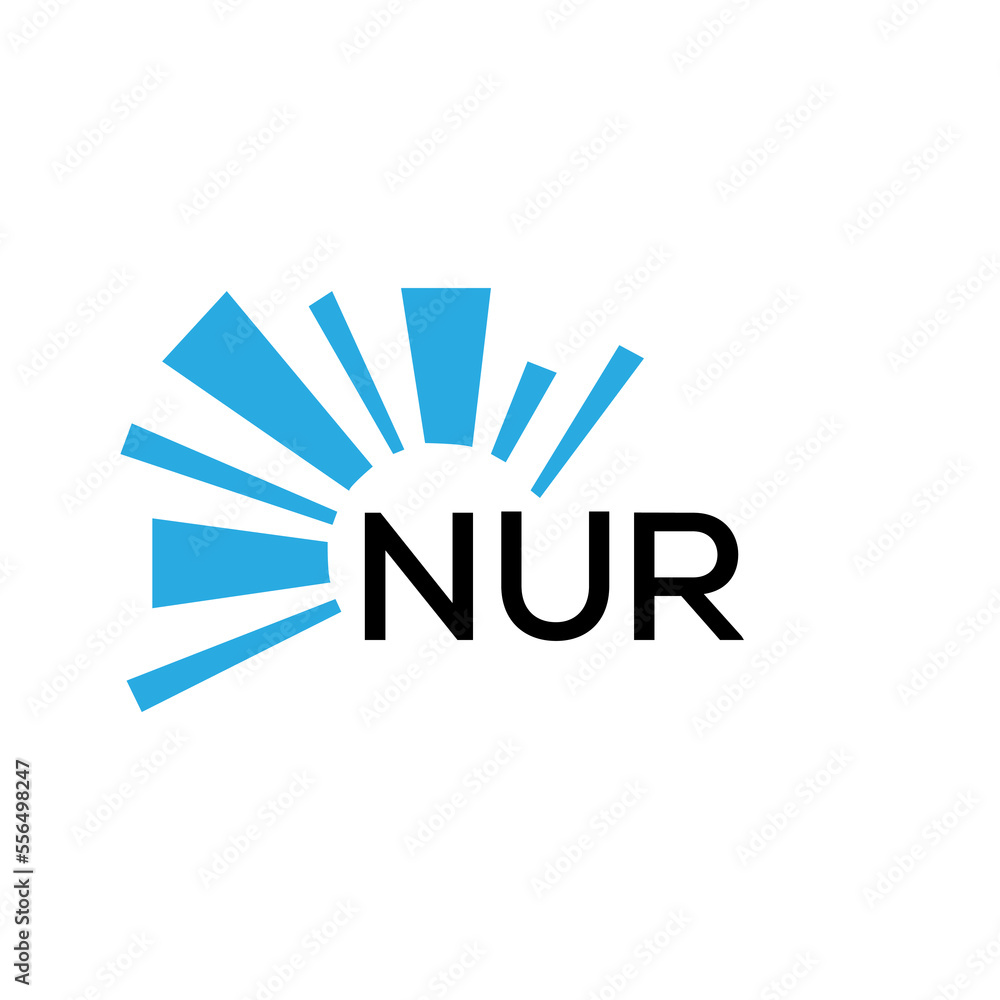 NUR letter logo. NUR blue image on white background and black letter ...