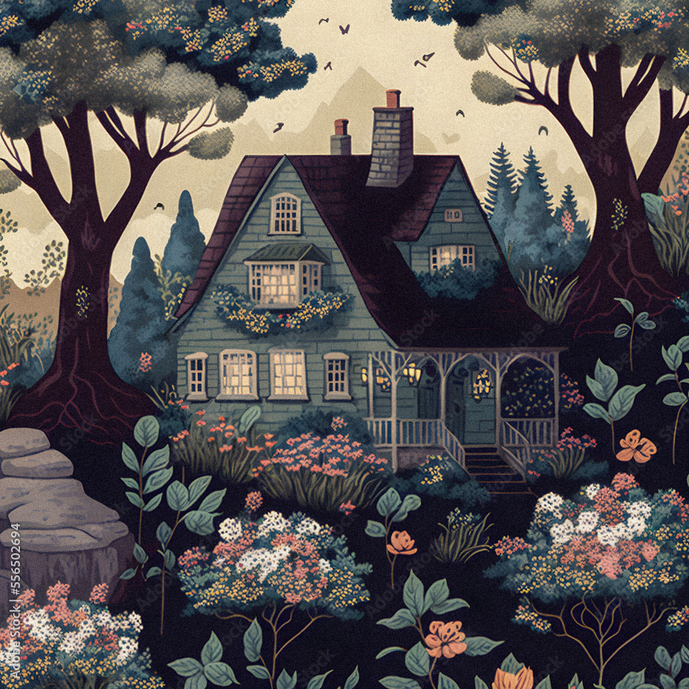 Farm House Cottagecore pattern, granular texture Stock Illustration ...