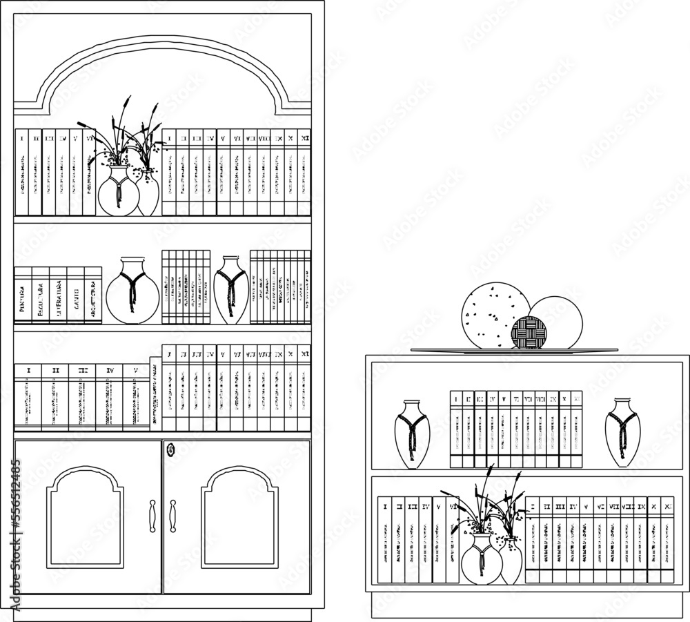 Sketch Vector Black And White Illustration Of A Classic Wardrobe Stock